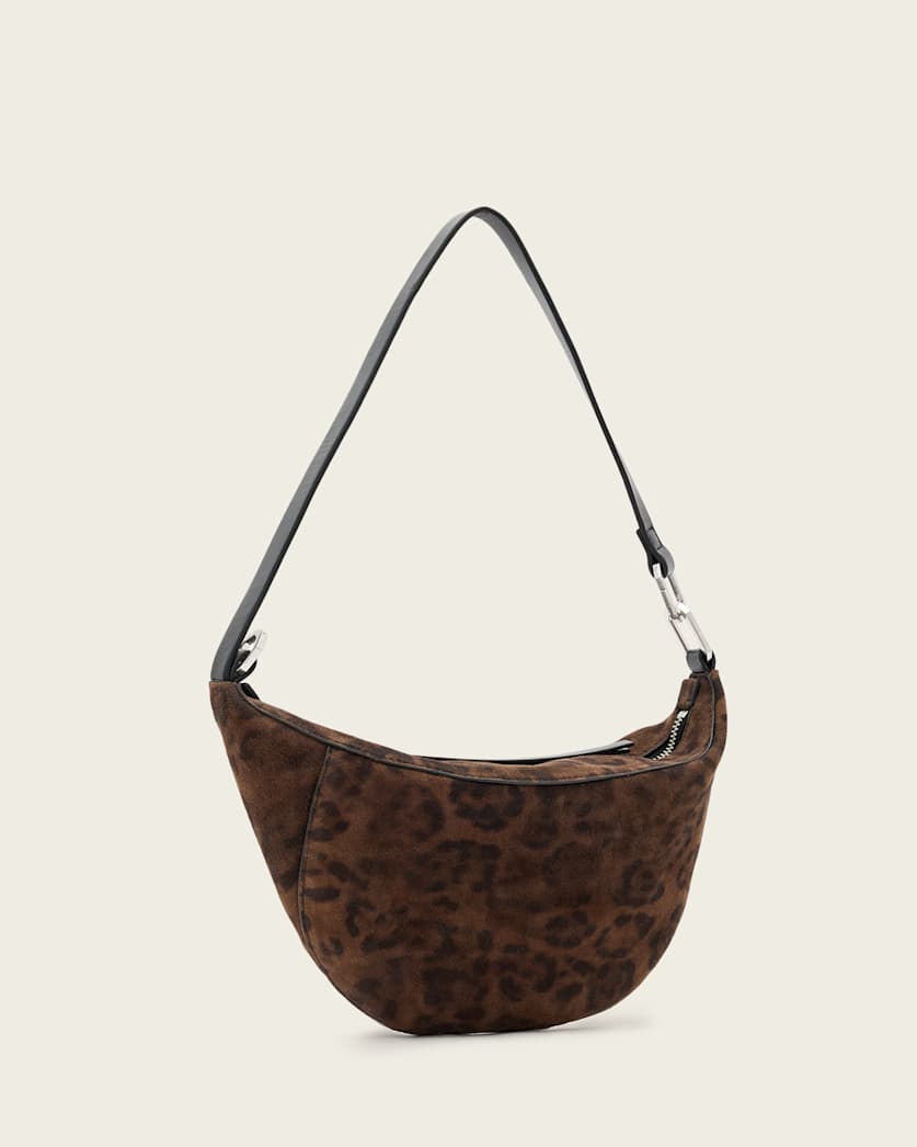 Luna Leopard Print Suede Shoulder Bag LEOPARD BROWN | ALLSAINTS DE